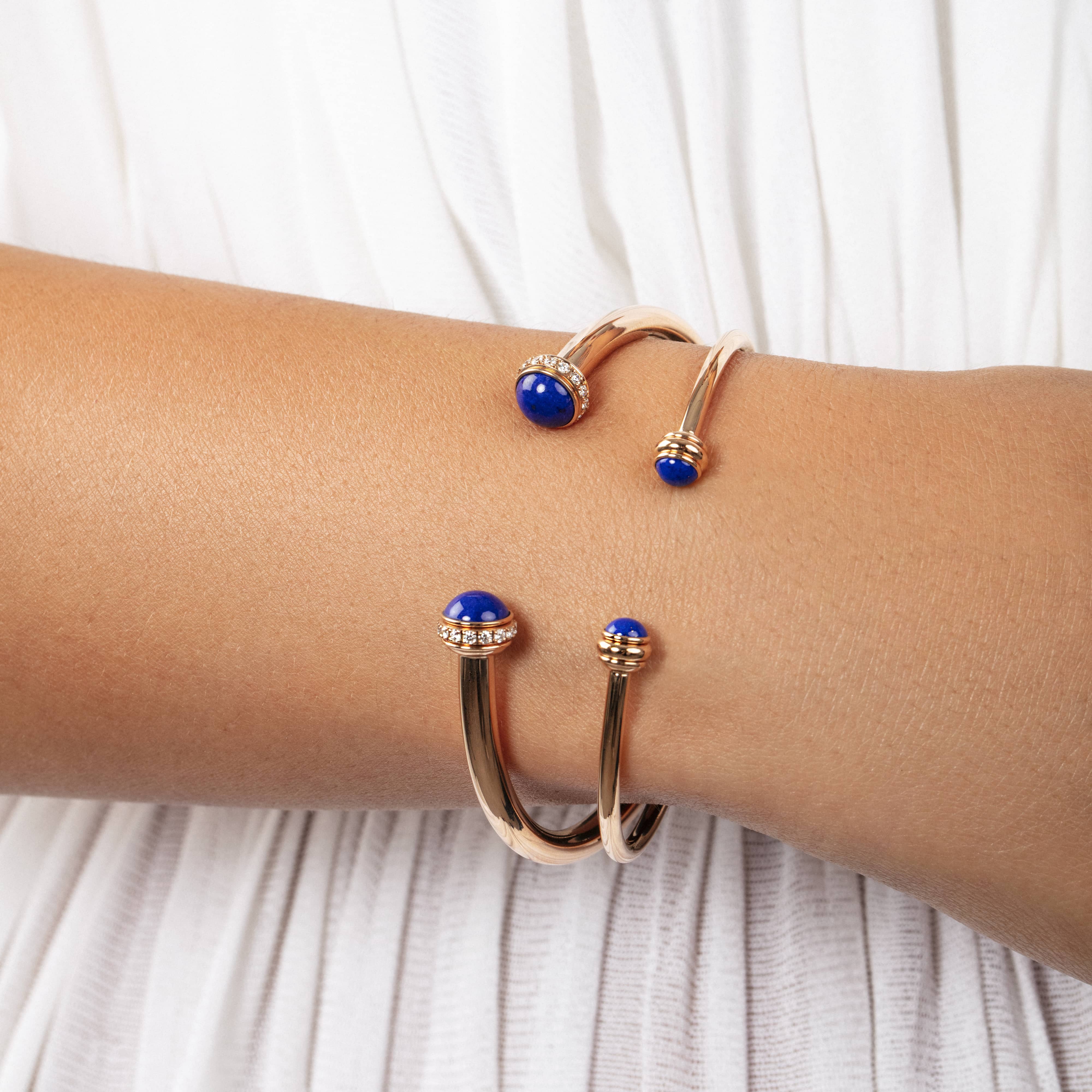 Rose gold Lapis lazuli Diamond open bangle bracelet - Piaget Luxury ...