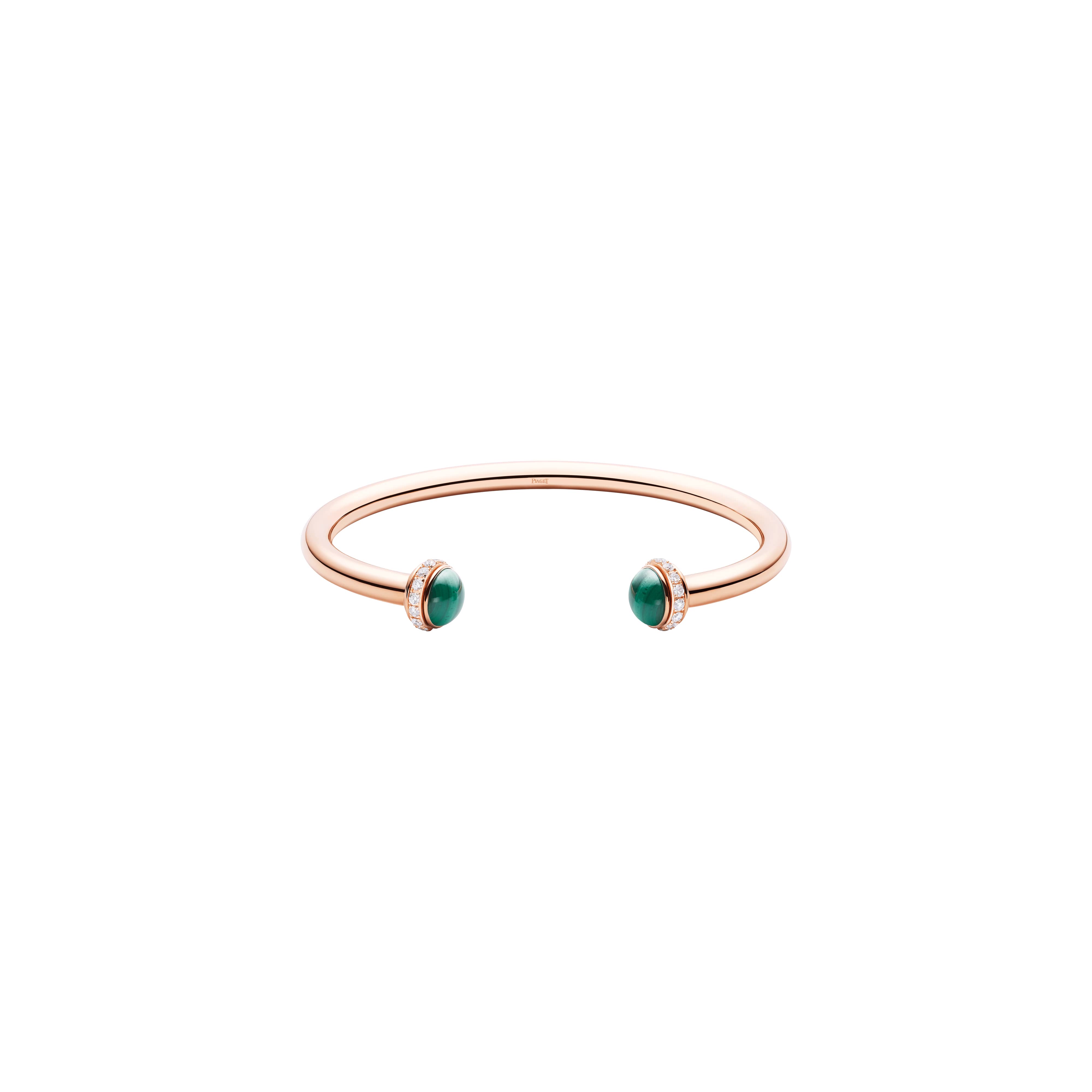 Rose gold Malachite Diamond open bangle bracelet - Piaget Luxury ...