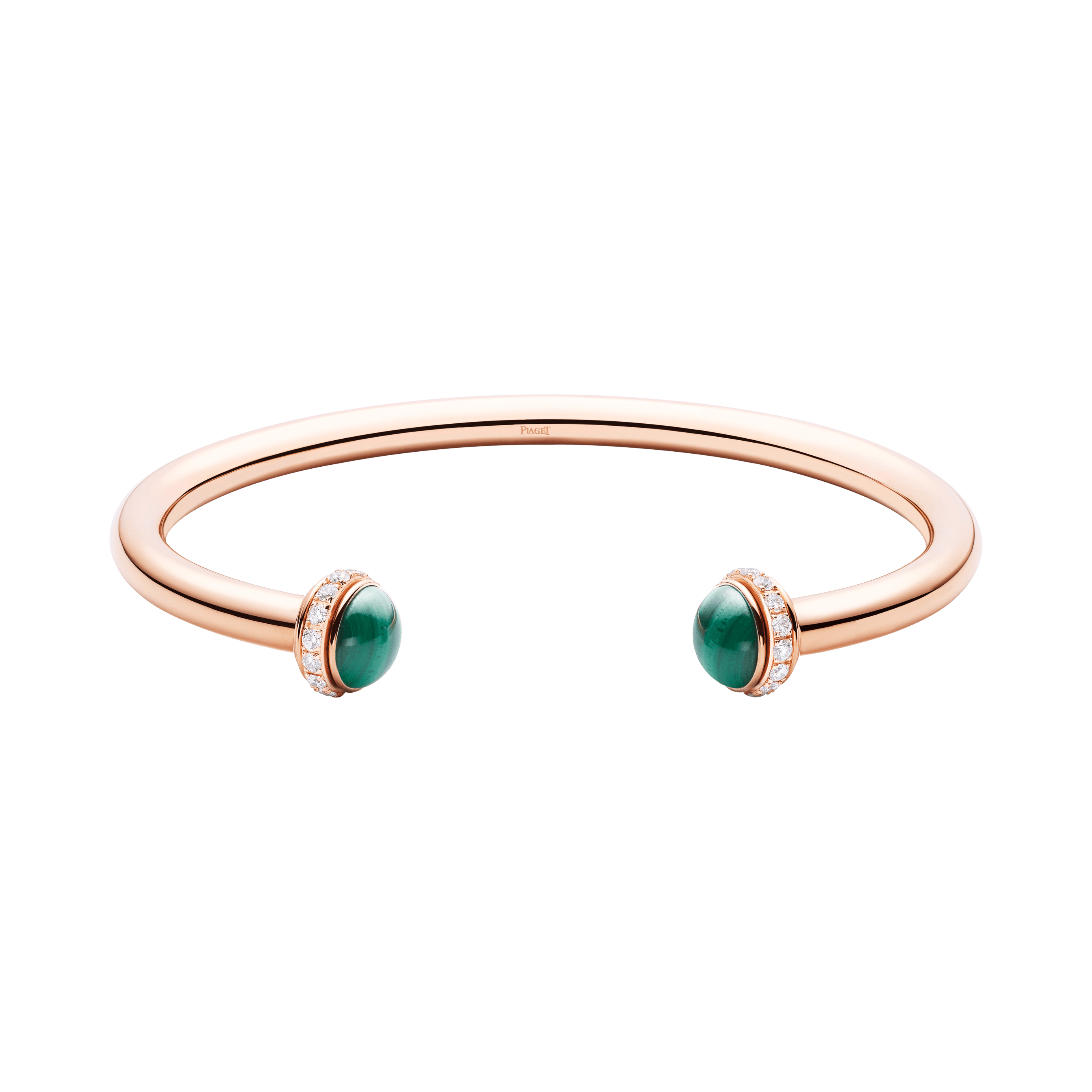 Piaget Rose Gold Malachite Diamond Open Bangle Bracelet G36PB100