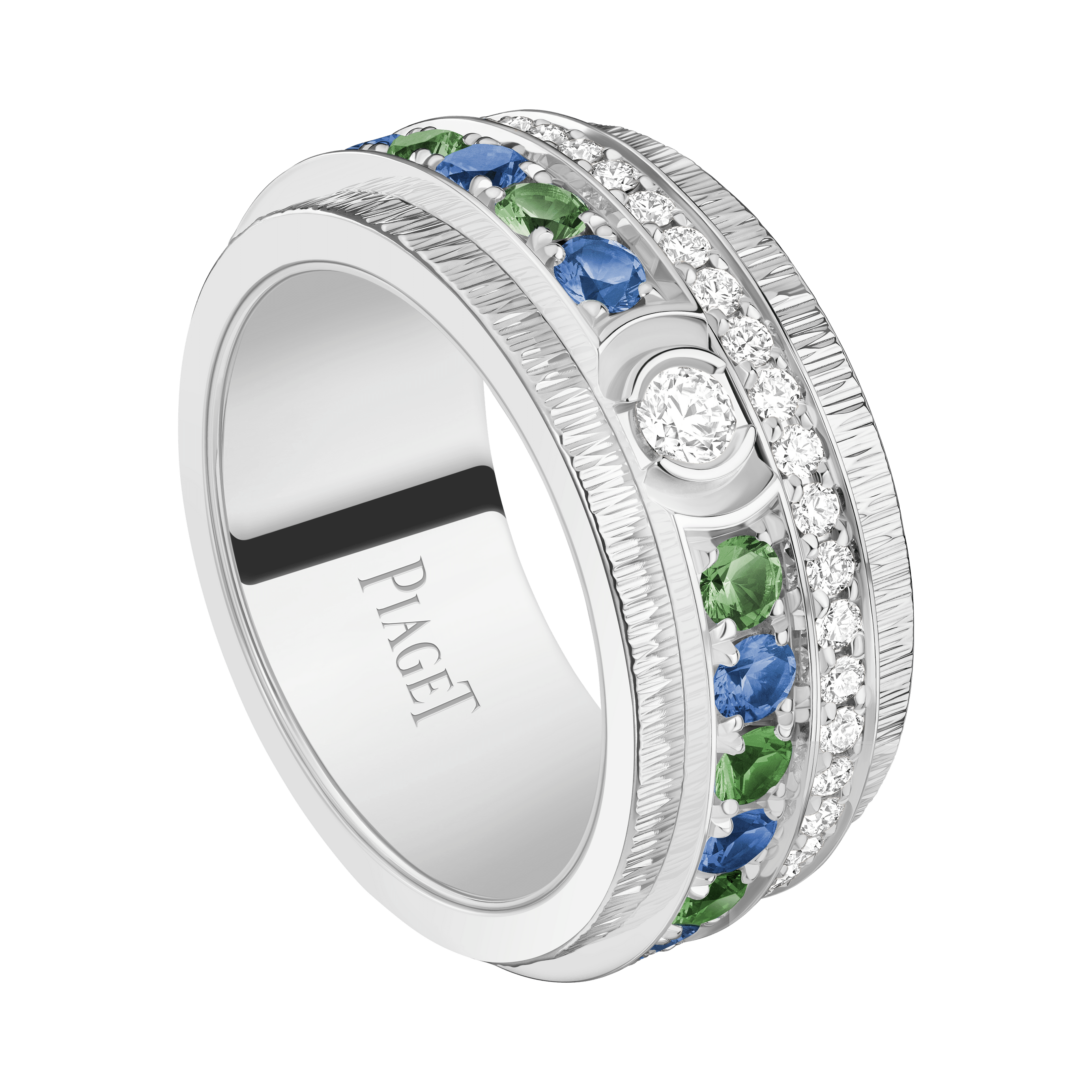 Piaget White Gold Tsavorite Sapphire Diamond "Decor Palace" Ring G34P8O00