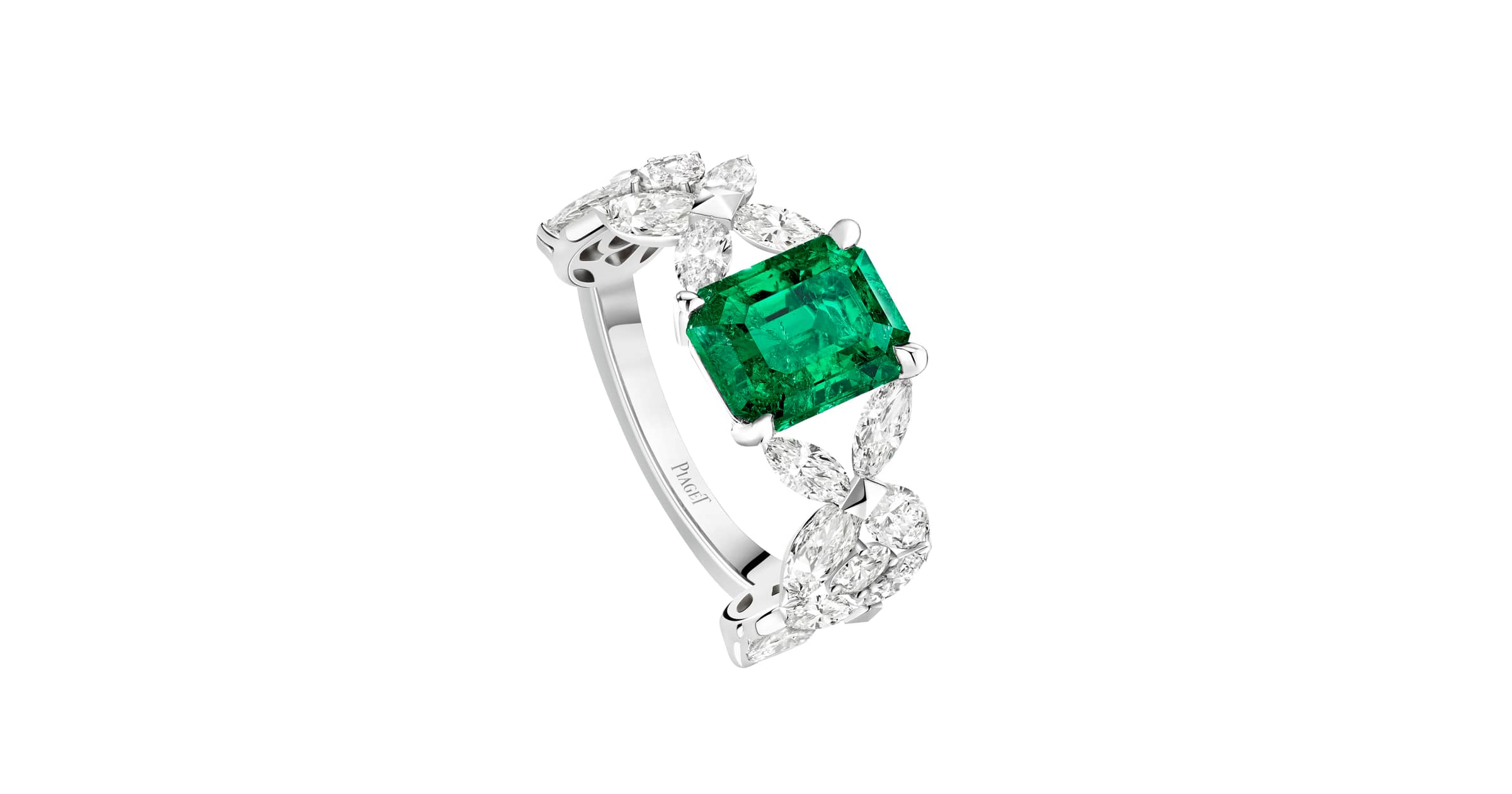 Piaget White Gold Diamond Emerald Ring G34N3800