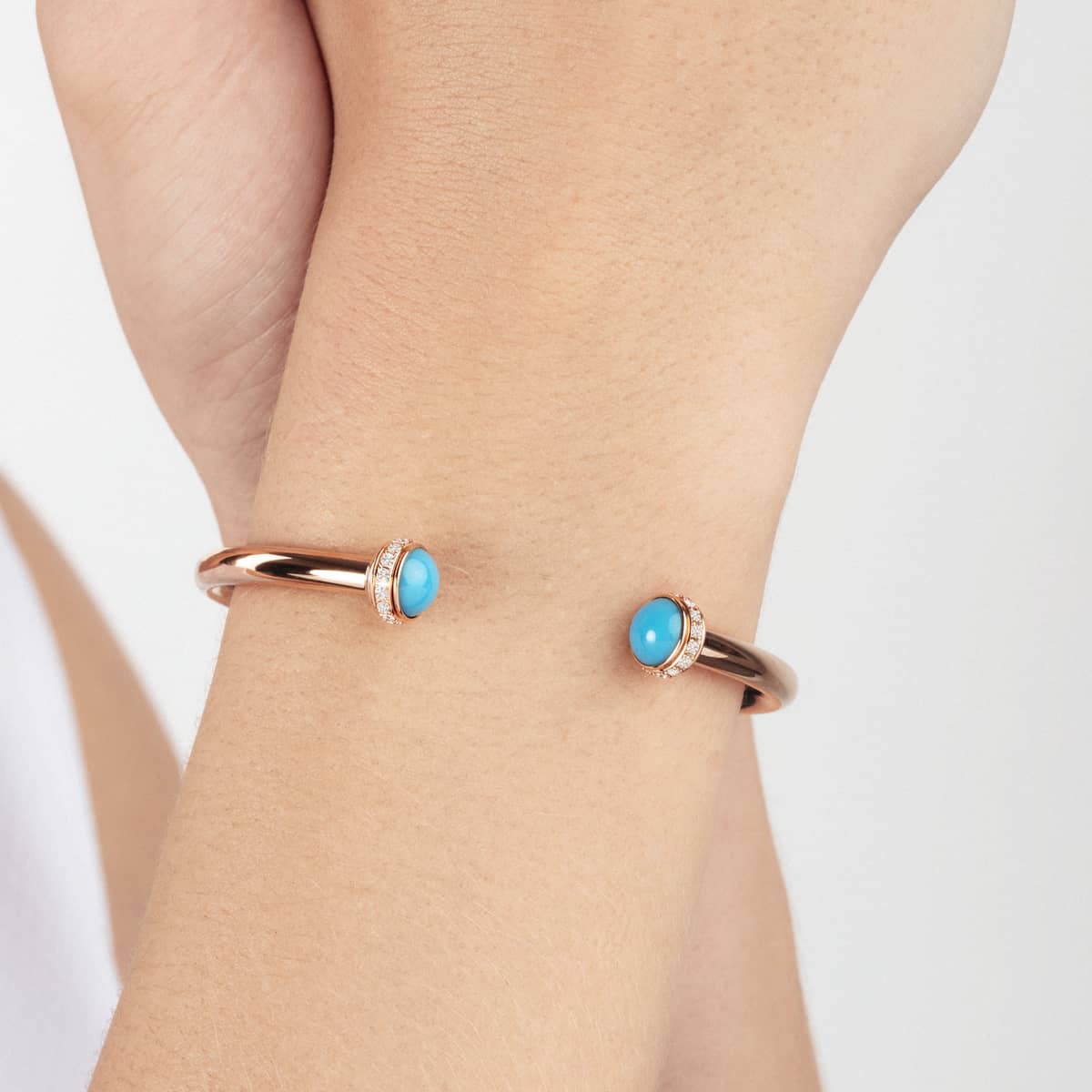 Rose gold Turquoise Diamond open bangle bracelet - Piaget Luxury ...